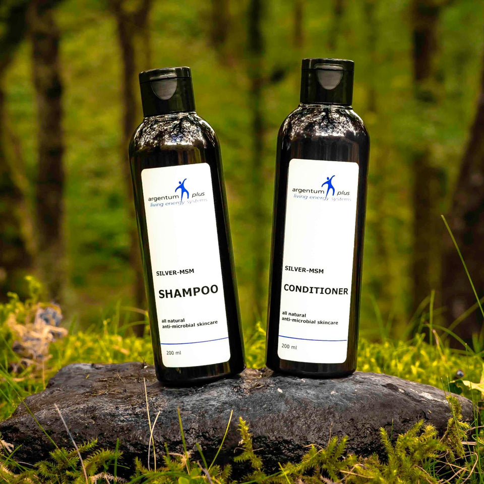 Silver-MSM skin care products including creams, soaps and shower care