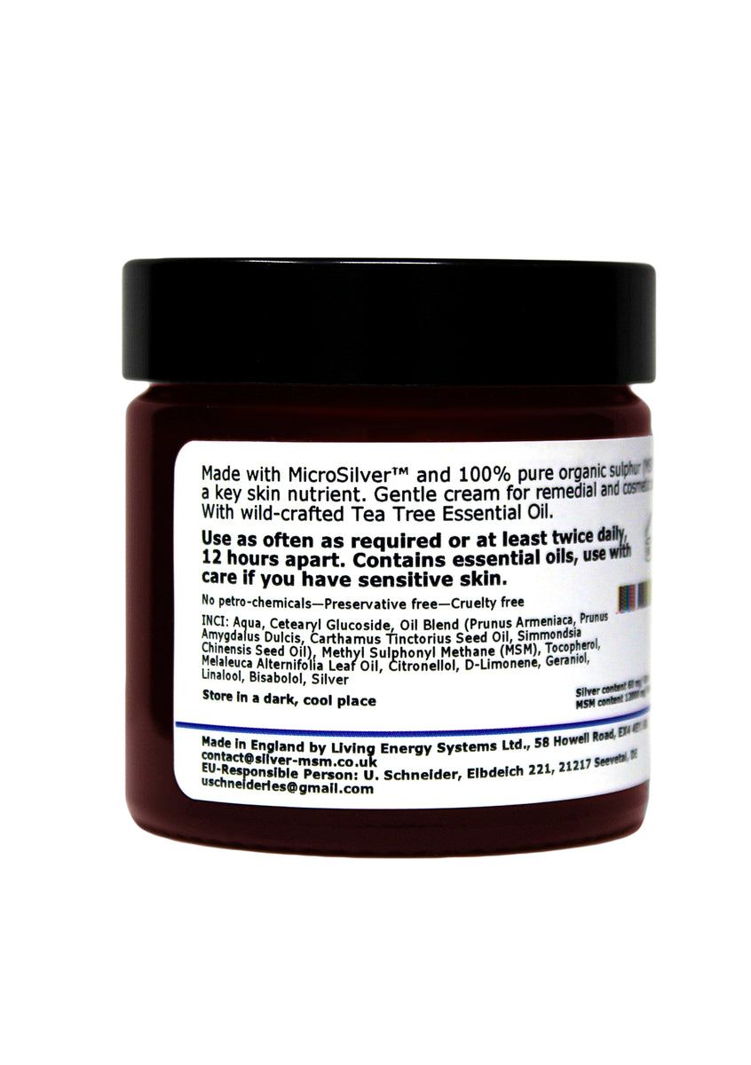 Silver-MSM Cream with Australian Wild Crafted Tea Tree (3 size options